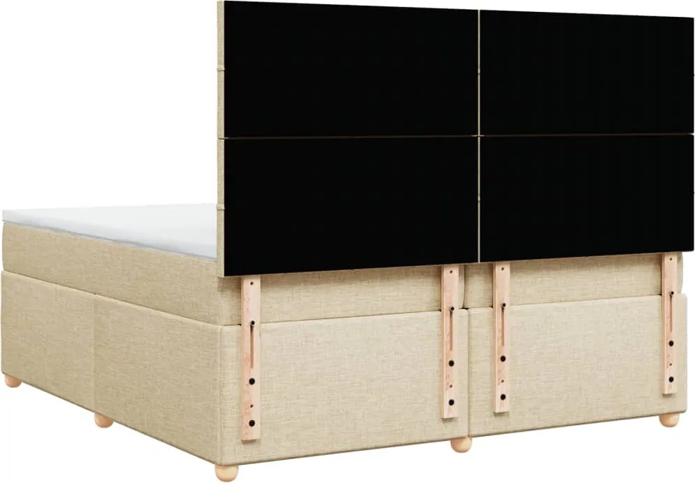 Box spring postel s matrací krémová 200x200 cm textil 3291392