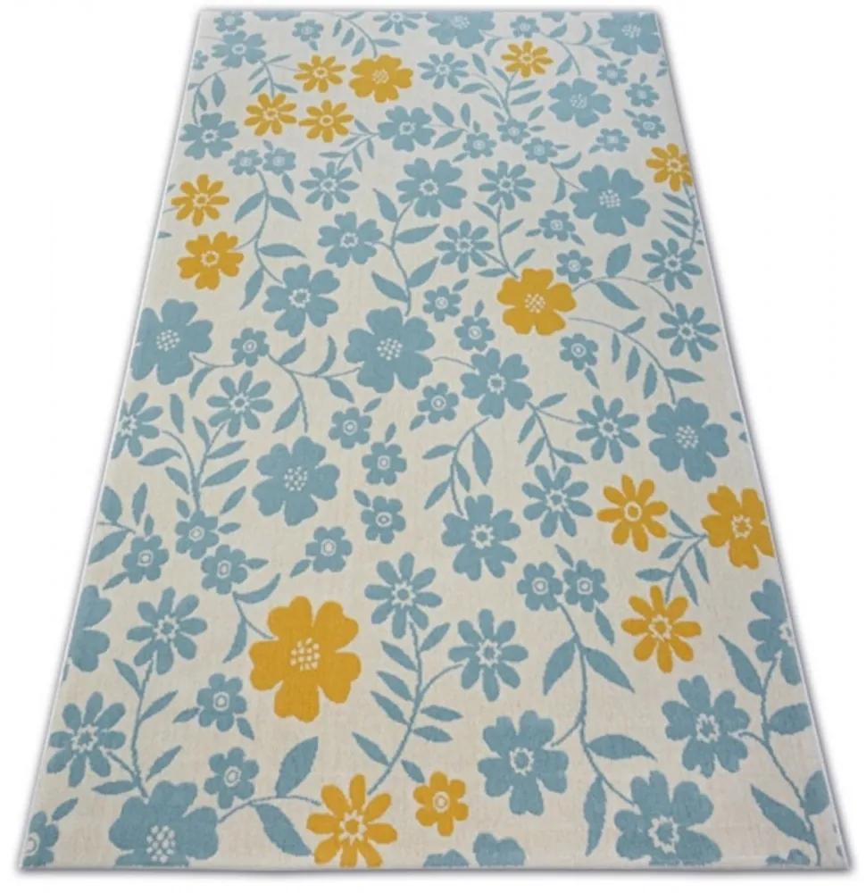Dětský kusový koberec PP Modré kvítí krémový, Velikosti 120x170cm