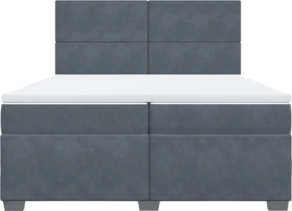 Box spring postel s matrací tmavě šedá 200x200 cm samet 3293297