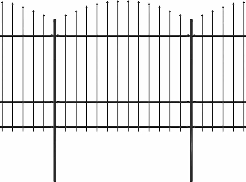 Zahradní plot s kopím nahoře ocelový 1673 x 175 cm černý 277748