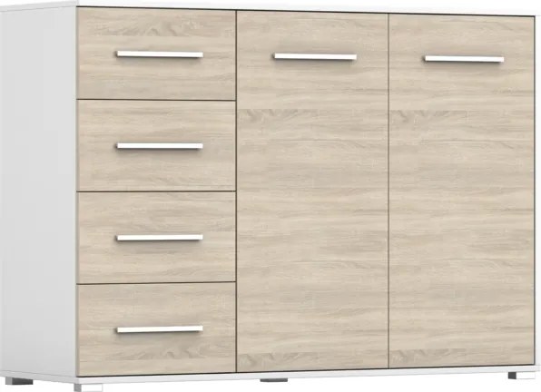 IDZ Komoda FRIDA 2D4S 01, 135 cm Dub Sonoma / Bílá