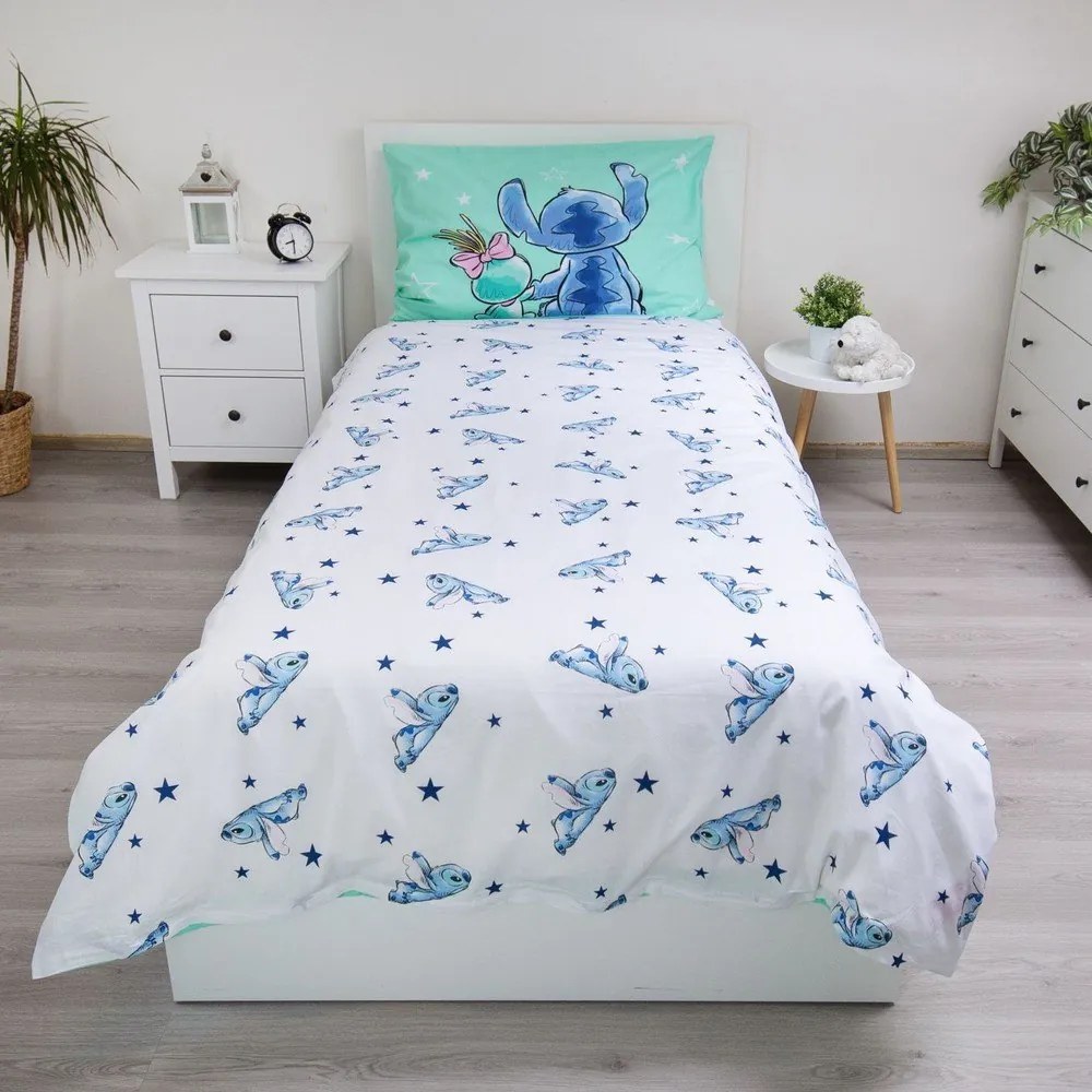 Bavlněné dětské povlečení na jednolůžko v mentolové barvě 140x200 cm Lilo & Stitch "Buddies" – Jerry Fabrics