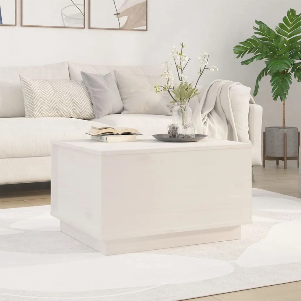Konferenční Stolek Bílý 60 X 50 X 35 Cm Masivní Borové Dřevo - medová hnědá