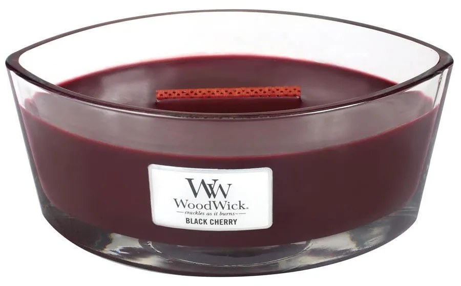 WoodWick Vonná svíčka WoodWick Černá třešeň 454 g, červená barva, sklo, vosk