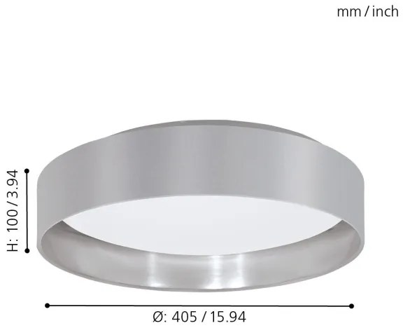 Eglo 31623 - LED Stropní svítidlo MASERLO LED/16W/230V pr. 40,5 cm šedá/stříbrná