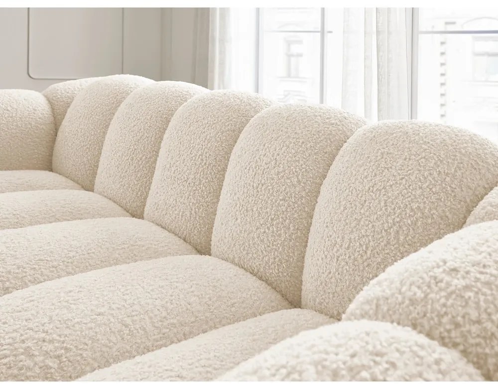Béžová pohovka z textilie bouclé 232 cm Hippolyte – Bobochic Paris