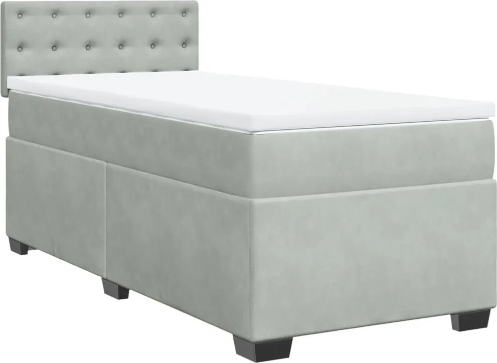 Box spring postel s matrací světle šedá 100x200 cm samet 3288546
