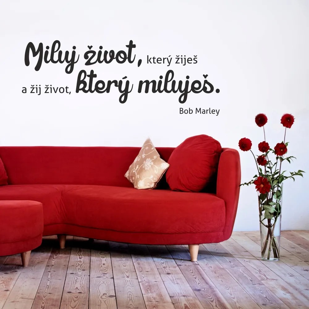 Samolepky na zeď - Miluj Život Barva: Hnědá tmavá, Velikost: 120x46 cm