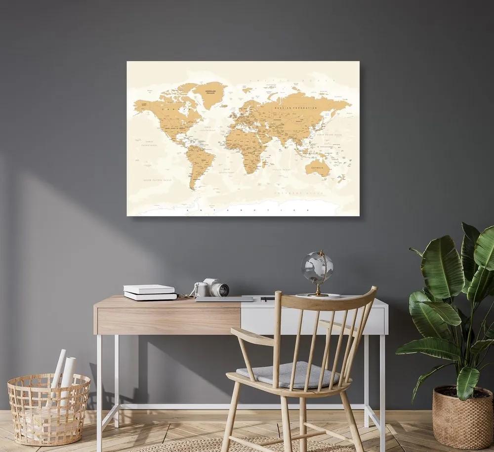 Obraz mapa světa s vintage nádechem - 120x80 cm