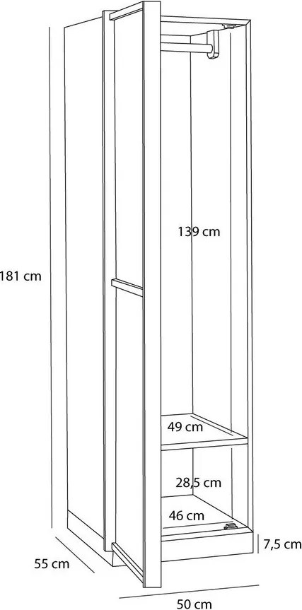 Skříňka v dekoru dubu v přírodní barvě 50x181x55 cm Kura – Hübsch