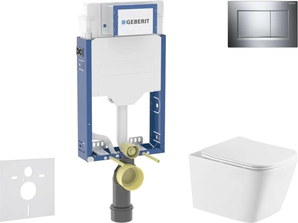 Geberit Kombifix - Set předstěnové instalace, klozetu Arkas I a sedátka softclose, tlačítko Sigma20, chrom SANI15CA1147