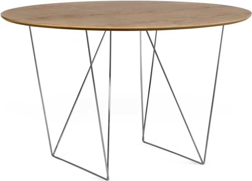 Jídelní stůl Matos 120 cm, chromovaná podnož, ořech