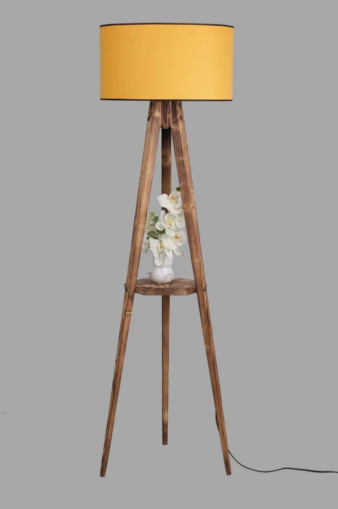 Stojací lampa Sehbali IV 153 cm hnědá/žlutá