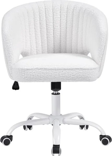 Kancelářská židle Yaheetech – bílá, 56,6 cm (šířka) × 60 cm (hloubka) × 73 cm – 83 cm (výška) (267591732083)
