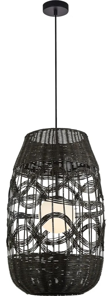 Závěsné svítidlo Arona, 1x černé ratanové stínítko, (fi 40cm), b