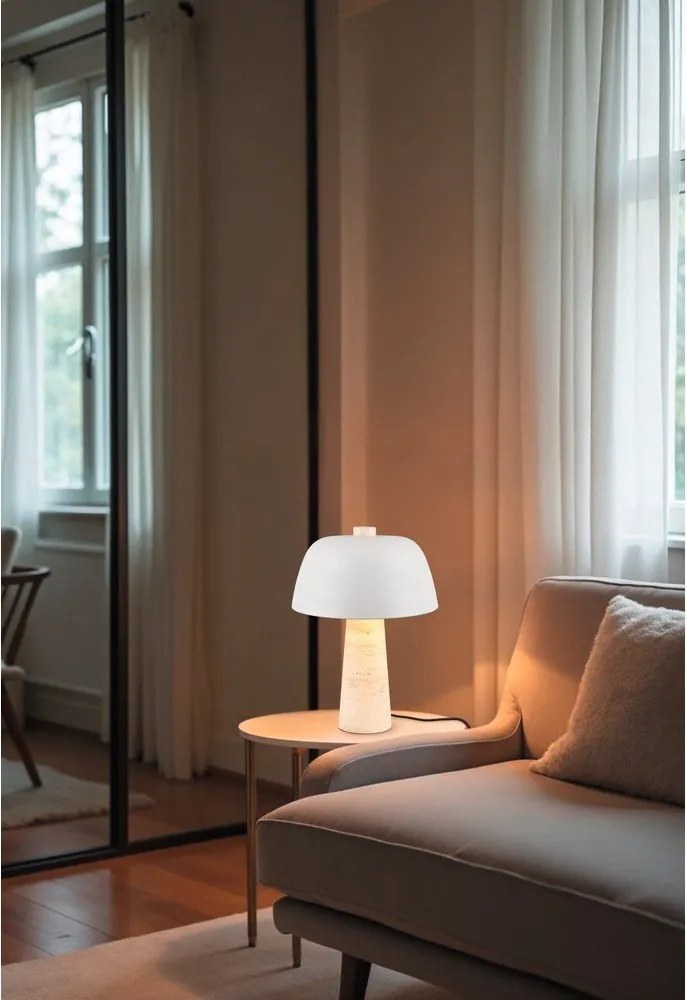Bílá/béžová stolní lampa s kovovým stínidlem (výška 41 cm) Timba – Trio Select
