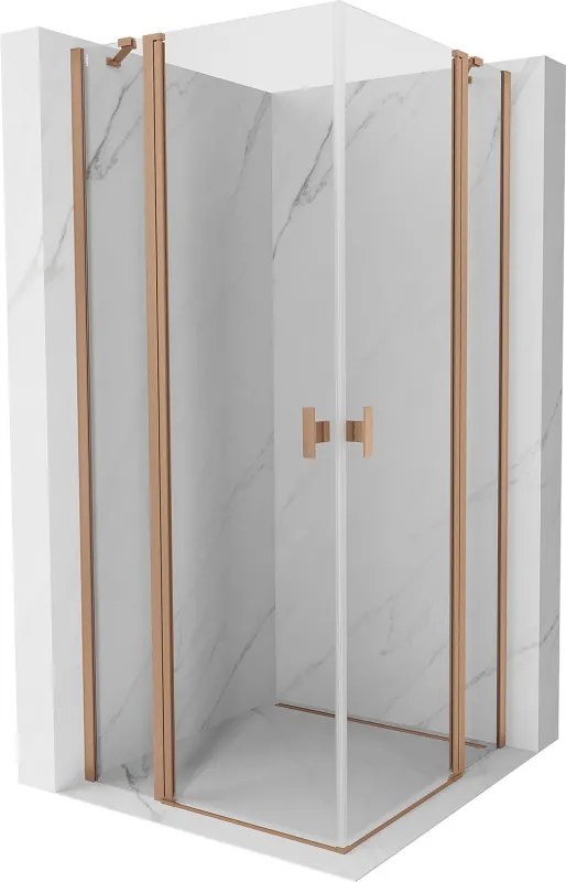 Mexen, Mexen Mist Duo výklopný sprchový kout 115 x 115 cm, transparentní, broušená měď - 8A4-115-115-65-00