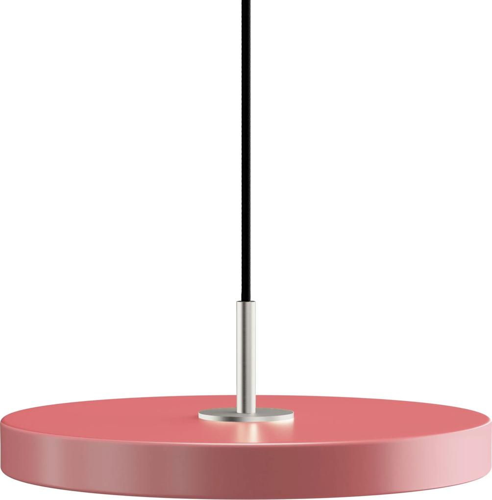 Závěsná lampa Asteria Mini se stříbrným držákem růžová