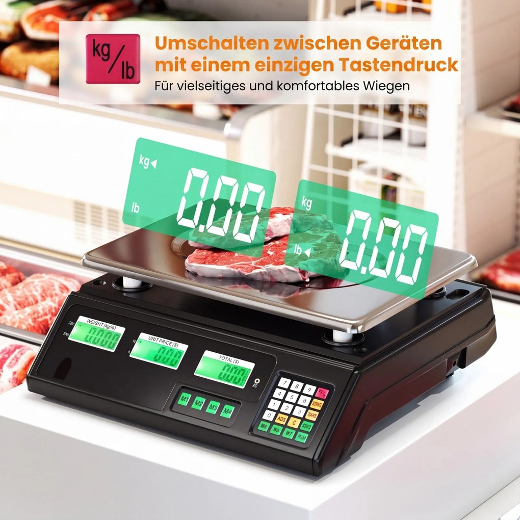 Costway 40 kg Digitální obchodní váhy Potravinové váhy s kalkulací ceny vyrobené