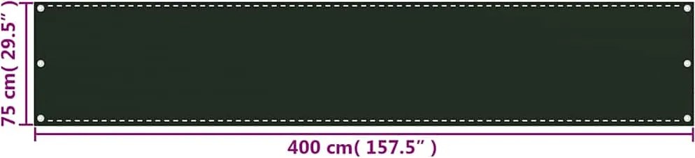 Balkonová zástěna tmavě zelená 75 x 400 cm HDPE 310969