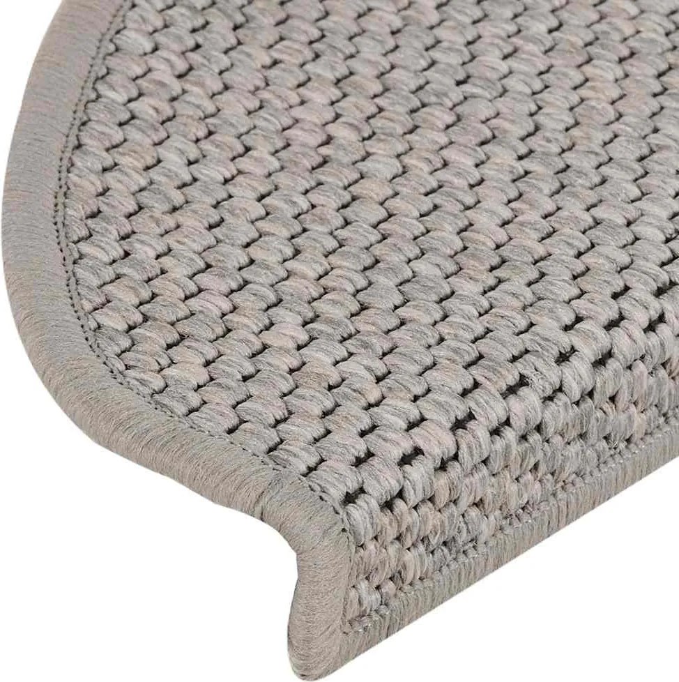 Samolepicí nášlapy na schody sisal 15 ks 65x21x4 cm stříbrné 326871