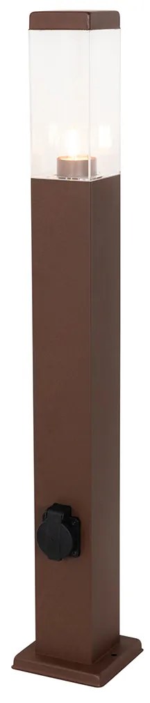 Venkovní lampa rezavě hnědá 80 cm se zásuvkou IP44 - Malios