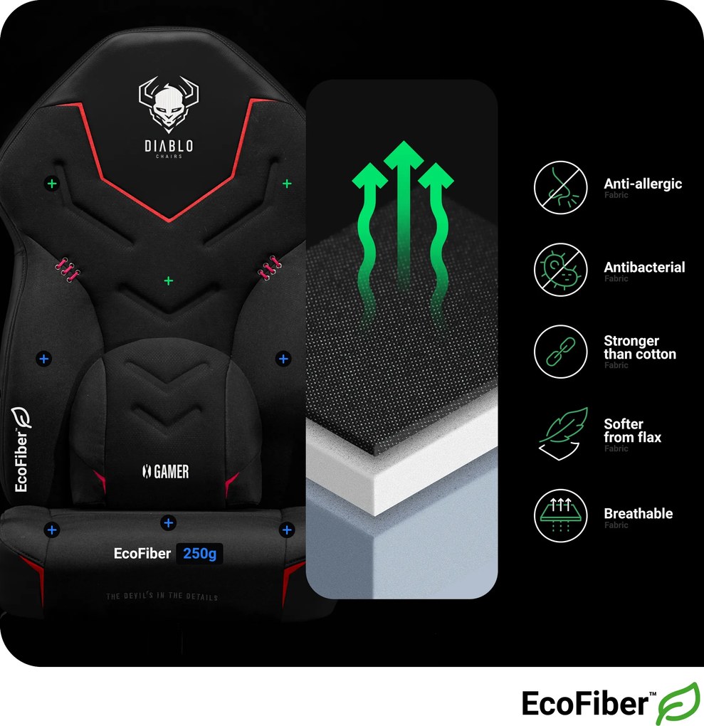 Herní křeslo z eko kůže Normal Size, černý-šedý: Diablo X-Gamer 2.0 Dark Obsidian