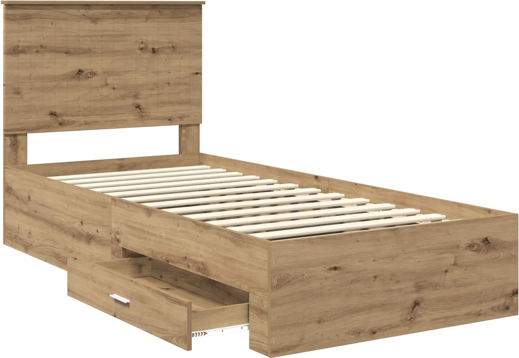 Rám postele s čelo Artisanový dub 90 x 190 cm Kompozitní dřevo 3411367