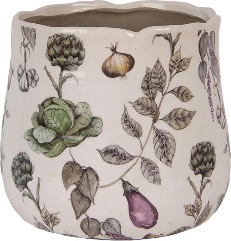 Keramický obal na květináč zelenina The Kitchen Garden L - Ø 21*19 cm