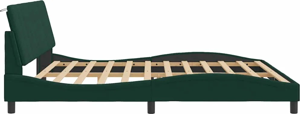 Rám postele bez matrace Hanko tmavě zelená 200 x 200 cm samet 3207870