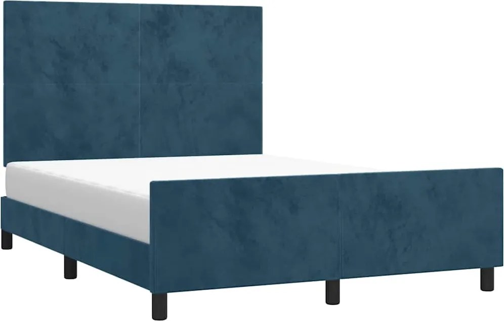 Rám postele bez matrace tmavě modrý 140x190 cm samet 3125633