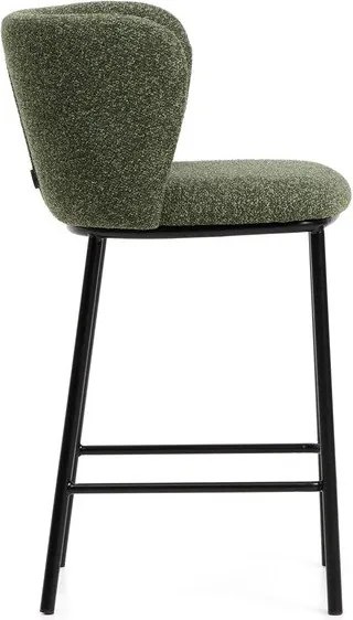Tmavě zelená čalouněná barová židle (výška sedáku 65 cm) Ciselia – Kave Home