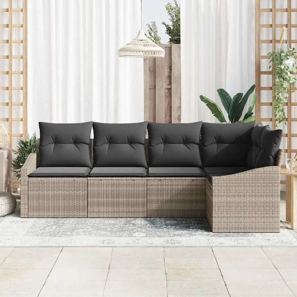 Set pohovek 5 ks Světle šedá polyratan 3346722