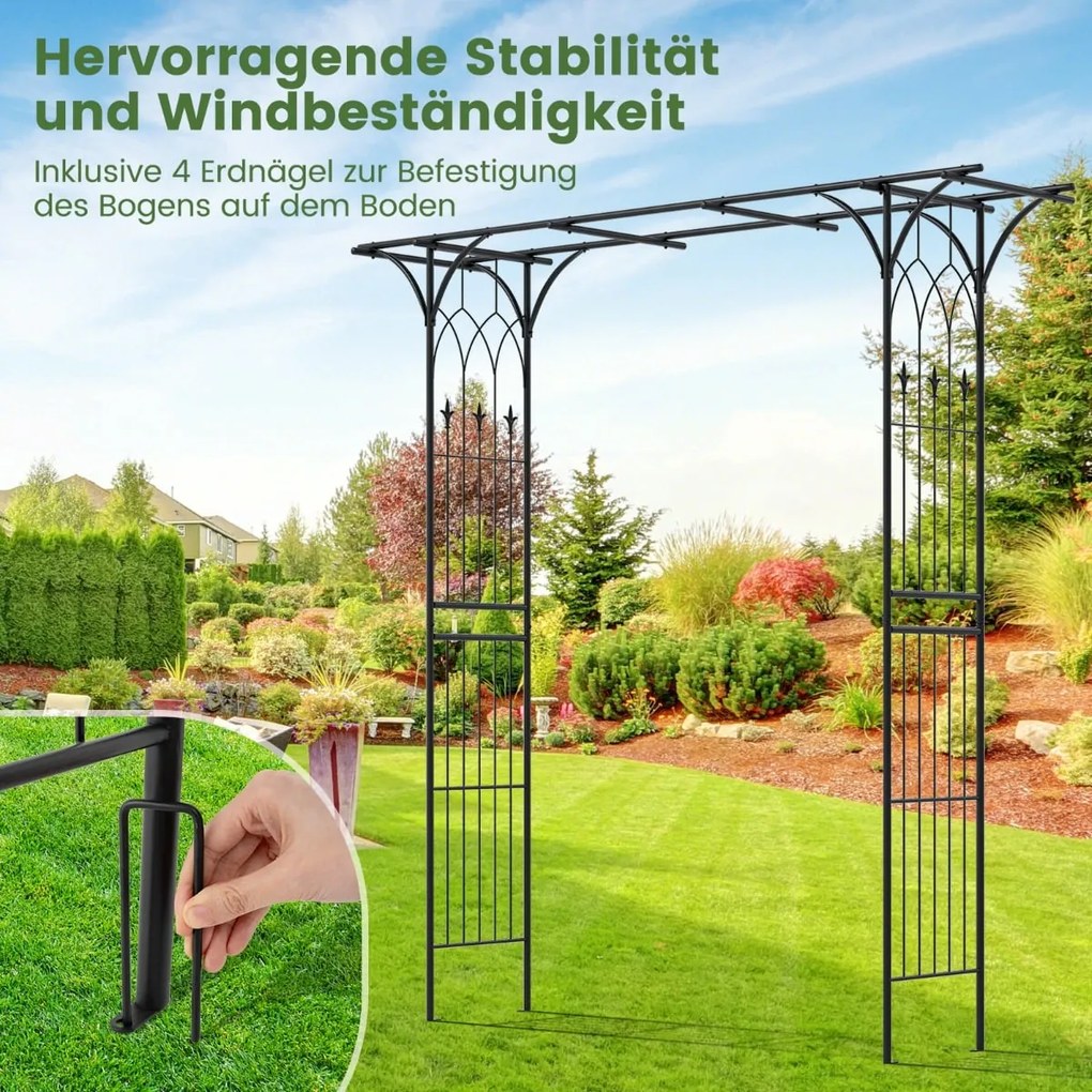 Costway Kovový Rose Arch Garden Arch pro popínavé rostliny Trellis Garden