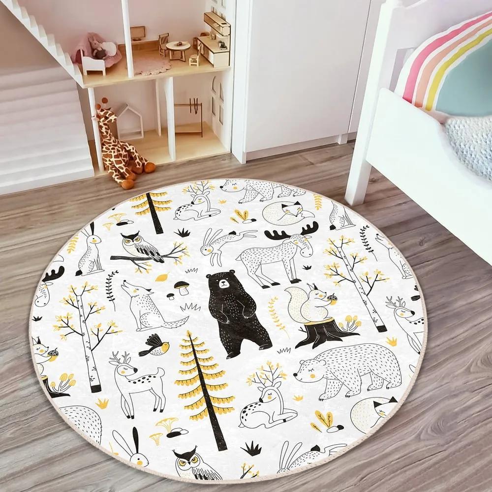 Žluto-bílý dětský koberec ø 80 cm Comfort – Mila Home