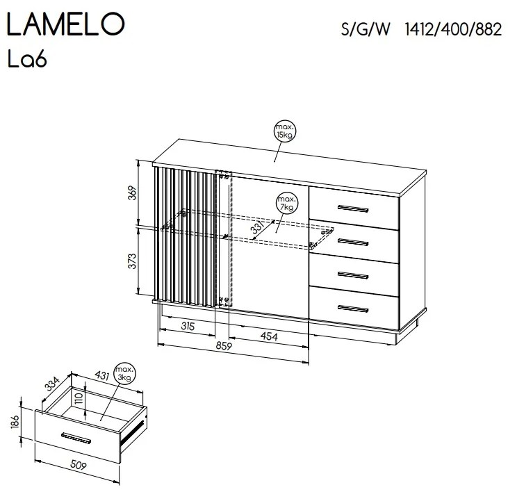 Komoda Lamelo LA6