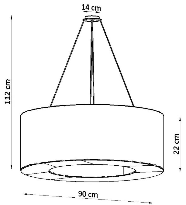 Závěsné svítidlo Saturno, 1x černé textilní stínítko, (bílý plast), (fi 90 cm)