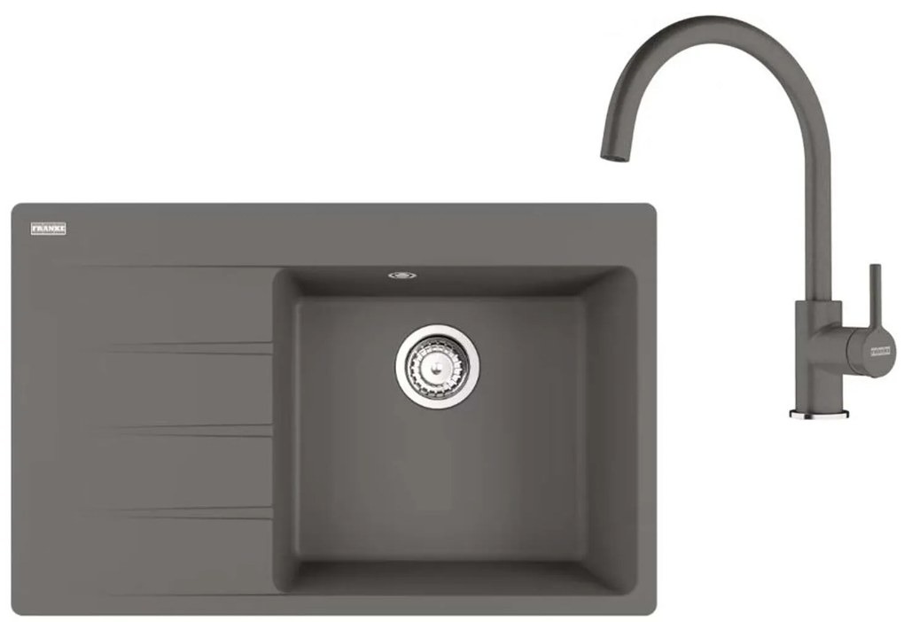 Franke - Kuchyňský set G271ŠK, fragranitový dřez CNG 611-78 TL/7 a baterie FC 6018.084, šedý kámen 114.0700.776