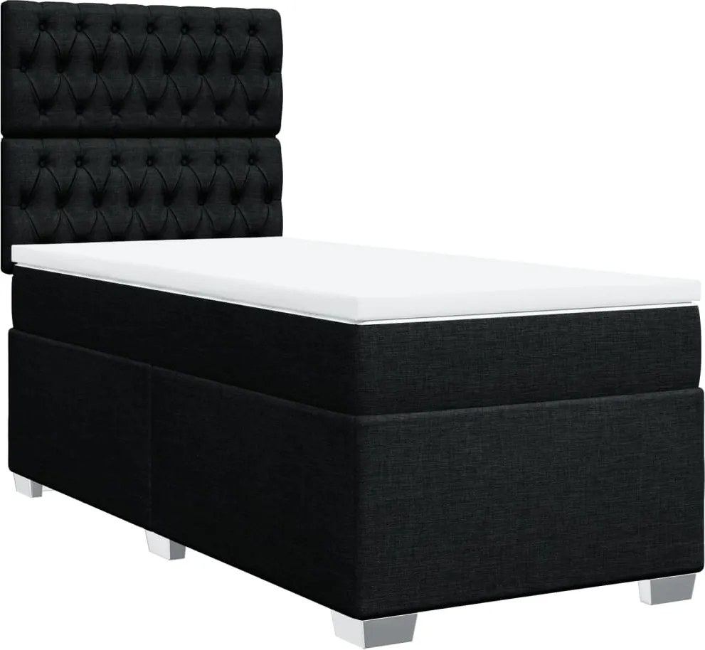 Box spring postel s matrací černá 90x200 cm textil 3290380