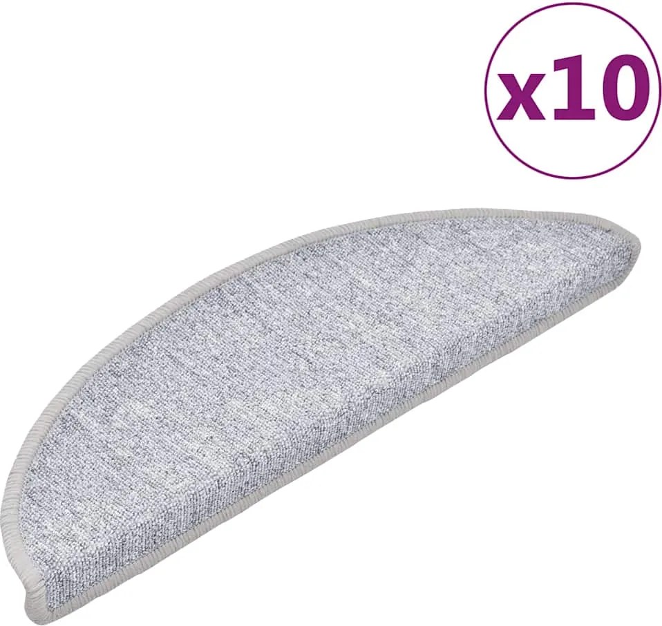 Schodové rohože 10 ks 56 x 17 x 3 cm světle šedé, půlkulaté 149741