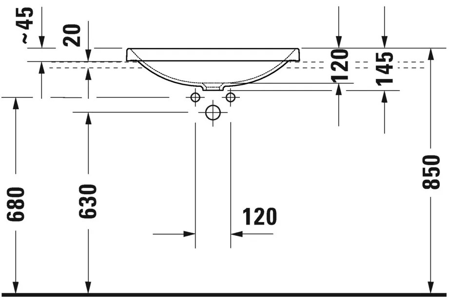 Duravit D-Neo - Vestavné umyvadlo 600 x 435 mm, bez přepadu, bílá 0358600079