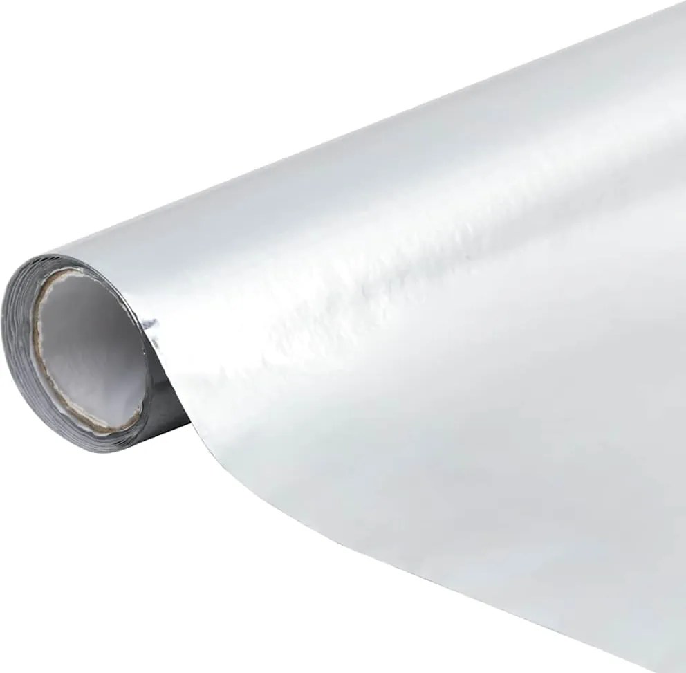 Samolepící tapeta na nábytek stříbrná vysoký lesk 500x90 cm PVC 326148