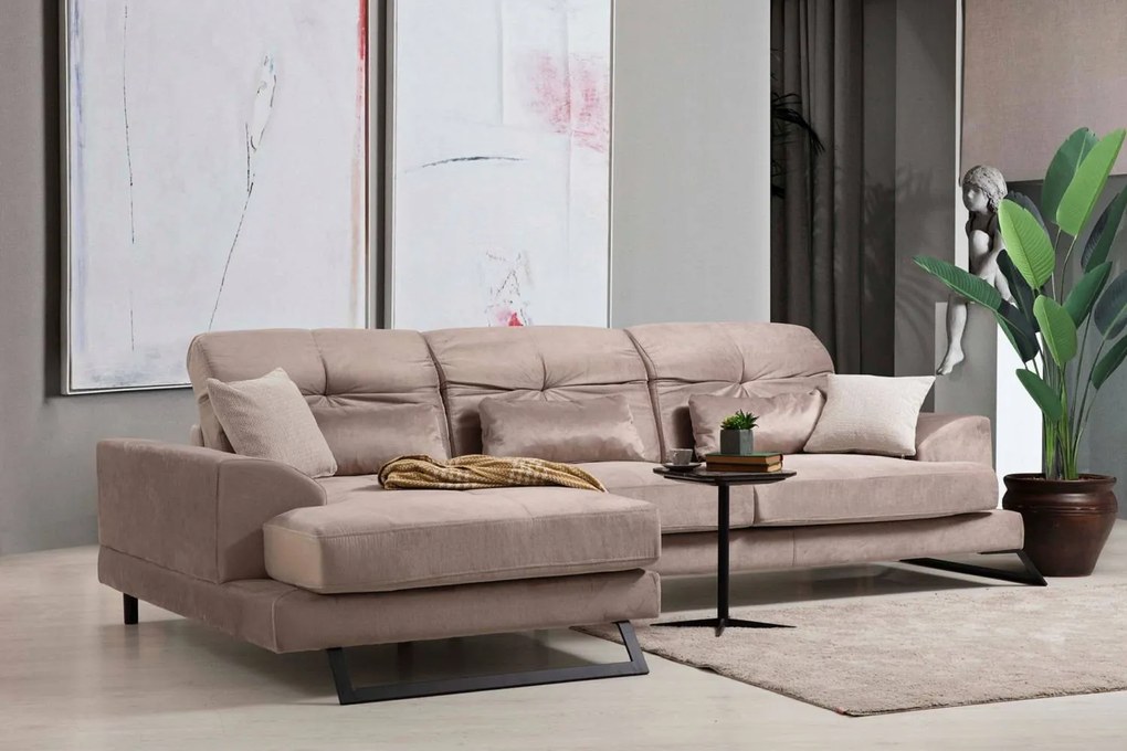 Designová rohová sedačka Heimana 308 cm béžová - levá