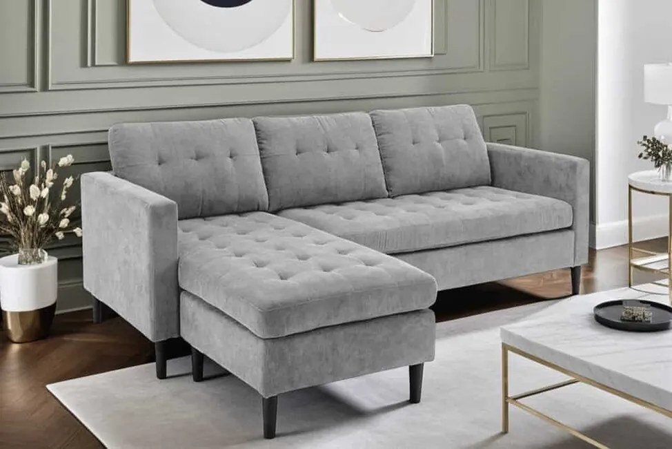 Rohová sedací souprava Stockholm šedá manšestr 220cm