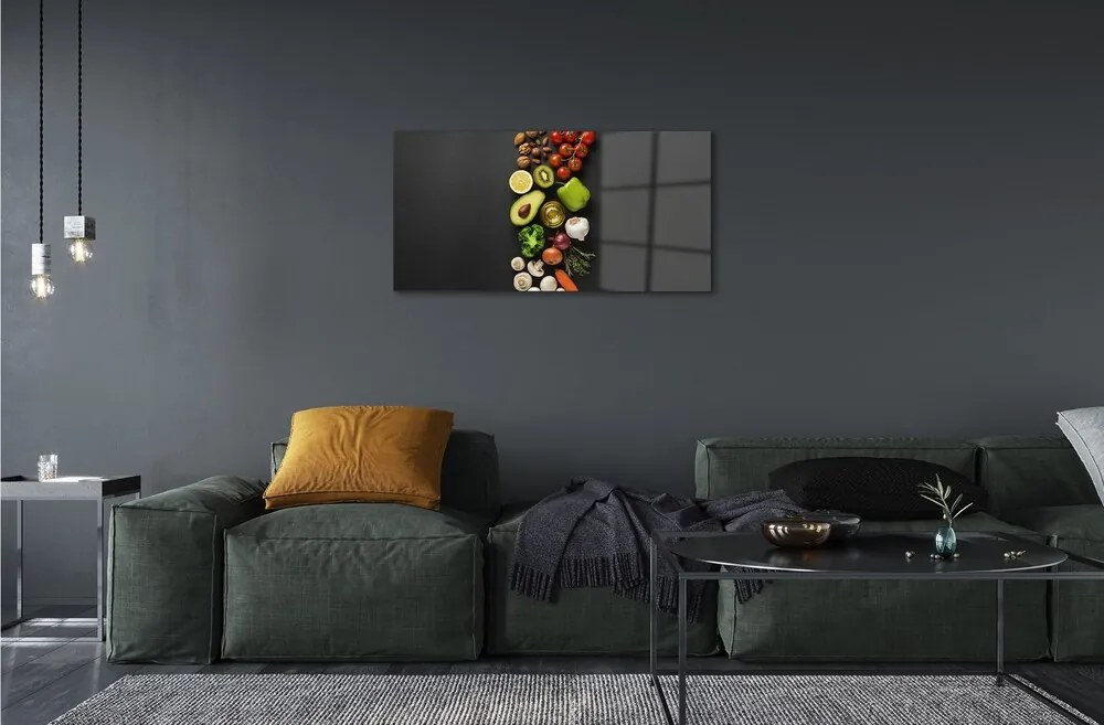 Obraz na skle Citrón avokádo mrkev 140x70 cm