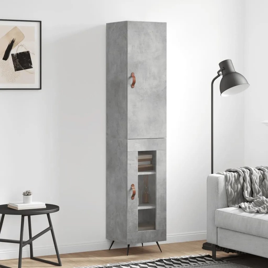 Skříň highboard betonově šedá 34,5x34x180 cm kompozitní dřevo