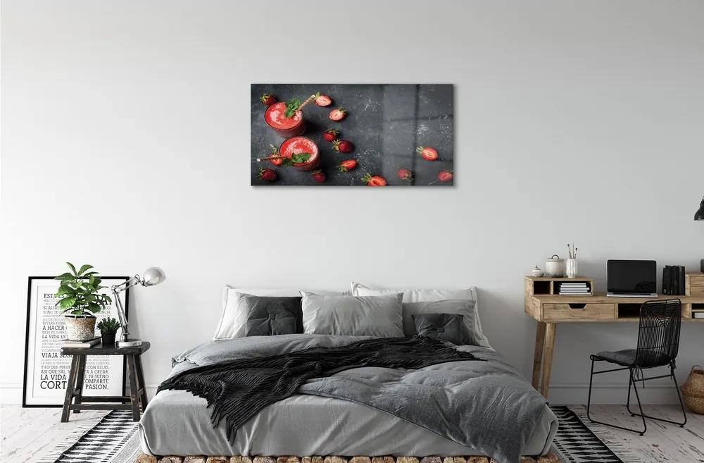 Obraz na skle jahodový koktejl 125x50 cm