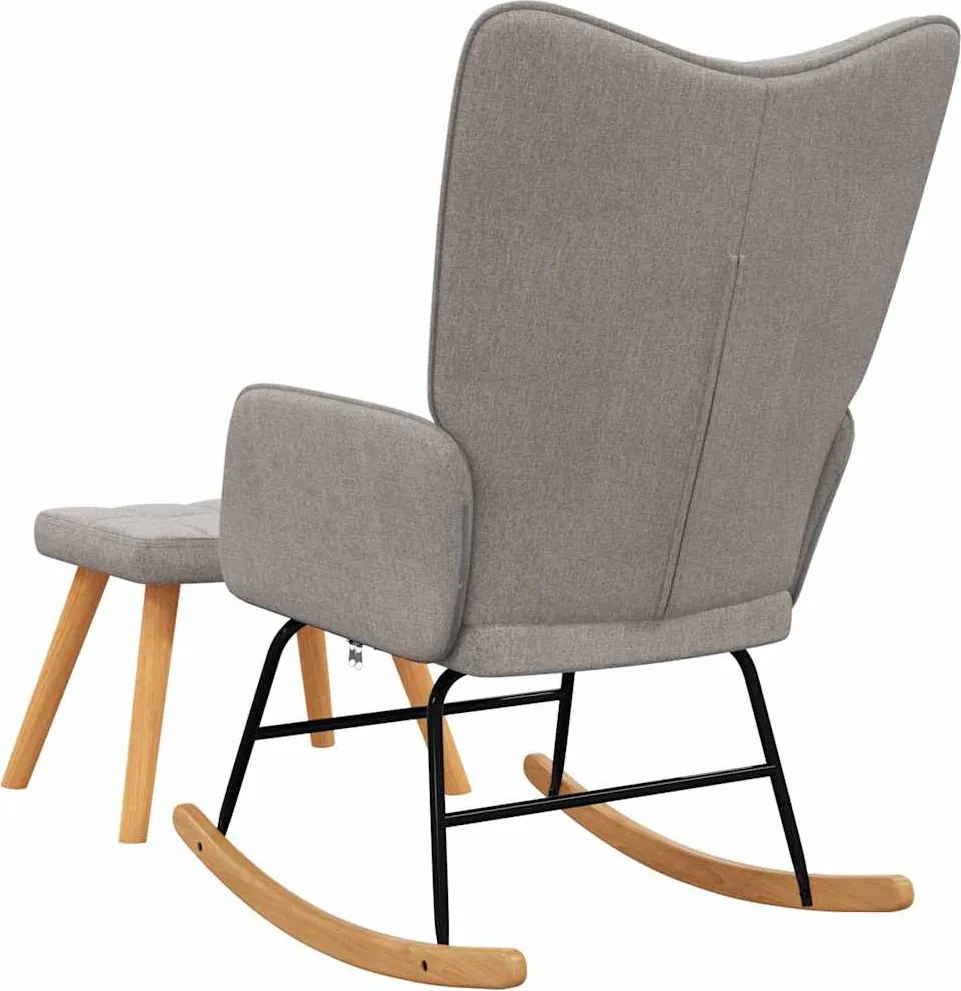 Houpací křeslo se stoličkou taupe textil 328027