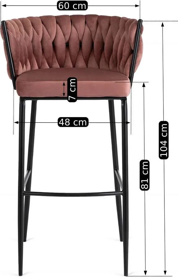 Barová židle Routa Velvet, růžová