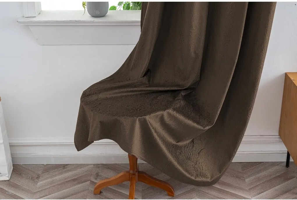 Zatemňovací závěs DUNES VELVET 140x250 cm, hnědý Zavěšení: Řasící páska